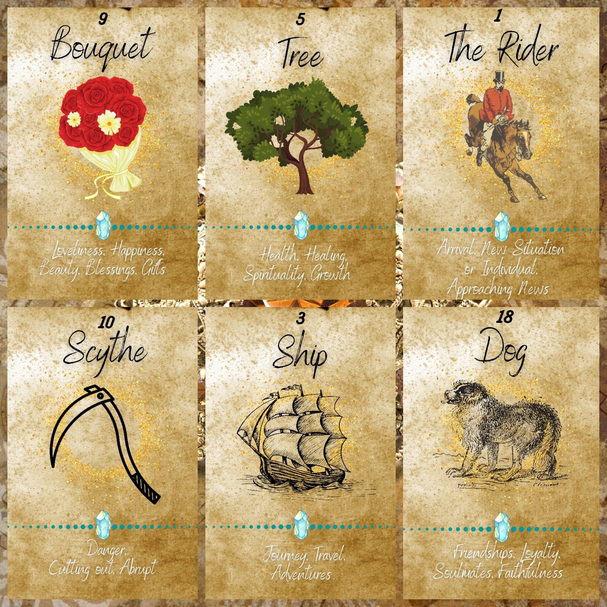 Vintage Gem Lenormand 54 Cards Tarot Size Ed. | Etsy