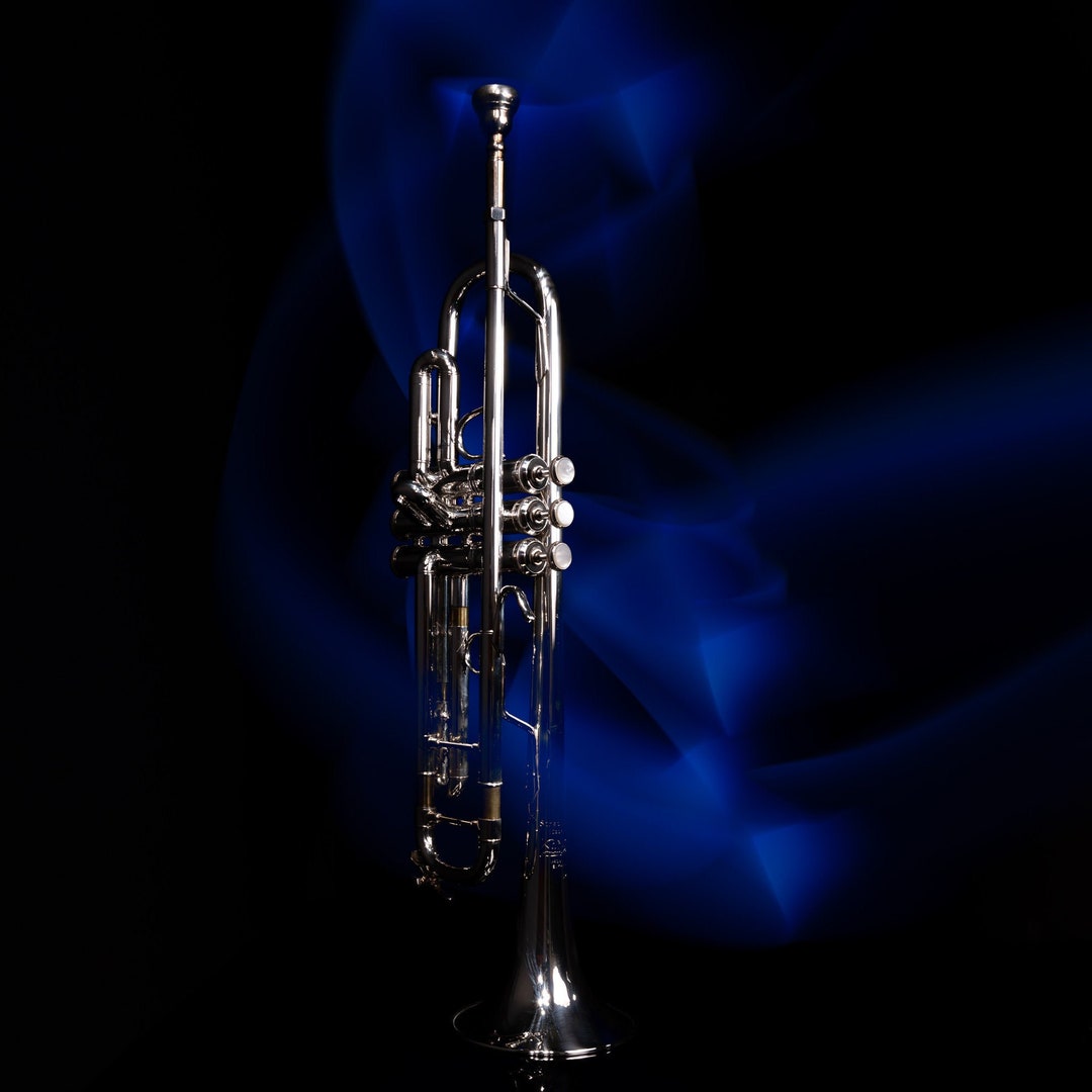 Photo Print of Trumpet With Blue Light Reflections on Black | Great ...