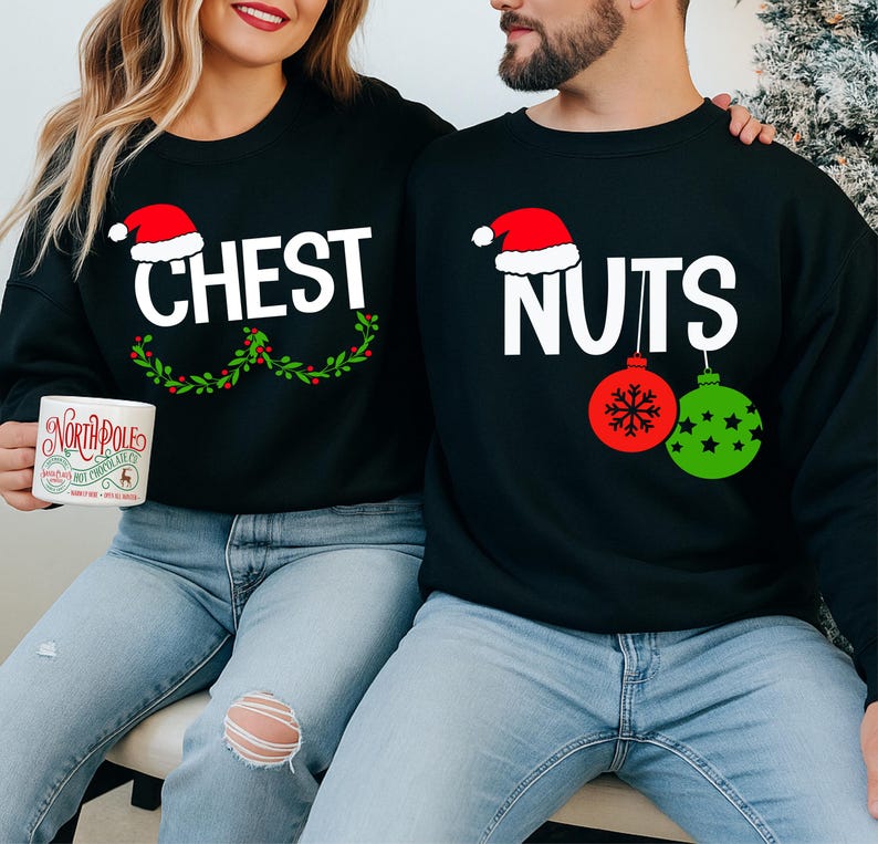 Chest Nuts Christmas Sweatshirts Couples Christmas Shirts Funny Family ...