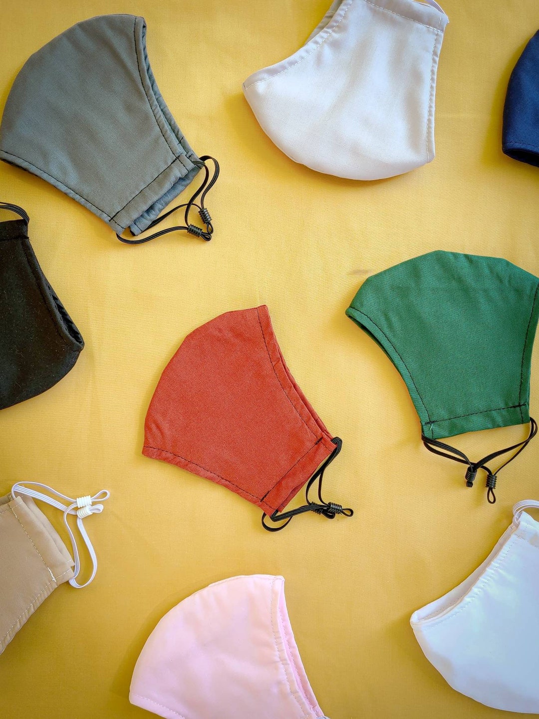 100% Cotton Solid Color Face Mask Triple and Double Layer Washable ...