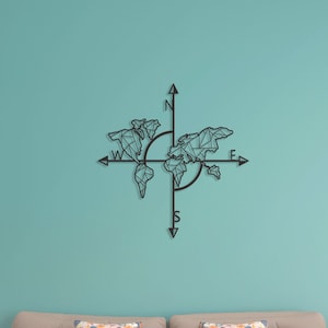 Metal world map and compass texture paint word map compass | Etsy