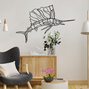 Swordfish Metal Wall Decor, Metal Wall Art, Minimalist Design, Nautical ...