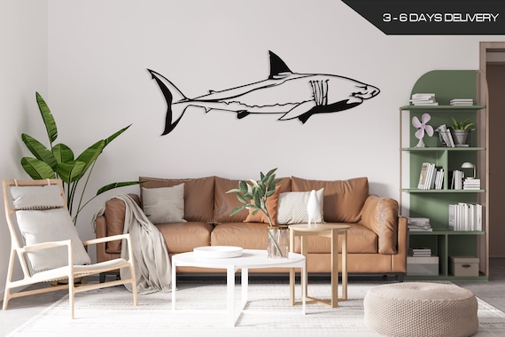 Shark Metal Wall Decor Housewarming Gift Office Modern Wall - Etsy