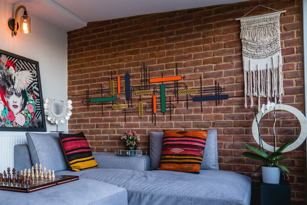 Colorful Metal Line Art Wall Decor: Modern Home Accent - Etsy