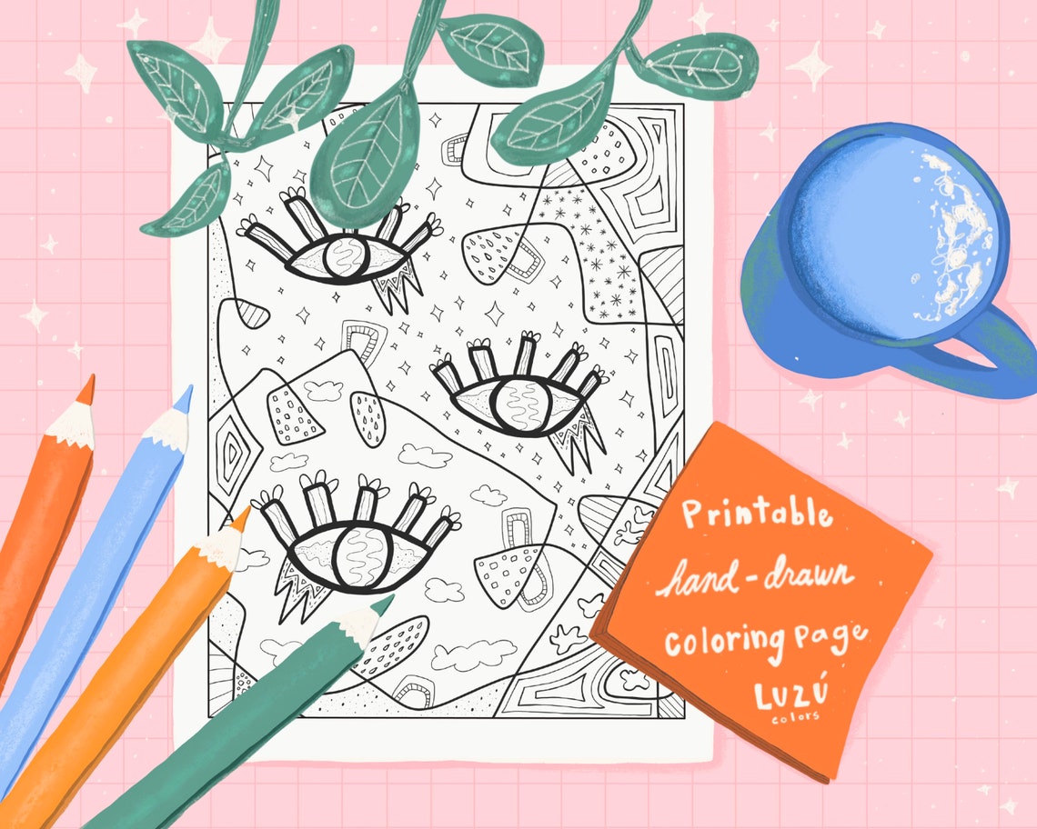 Abstract Third-Eye Spiritual Coloring Page Hand-Drawn and | Etsy