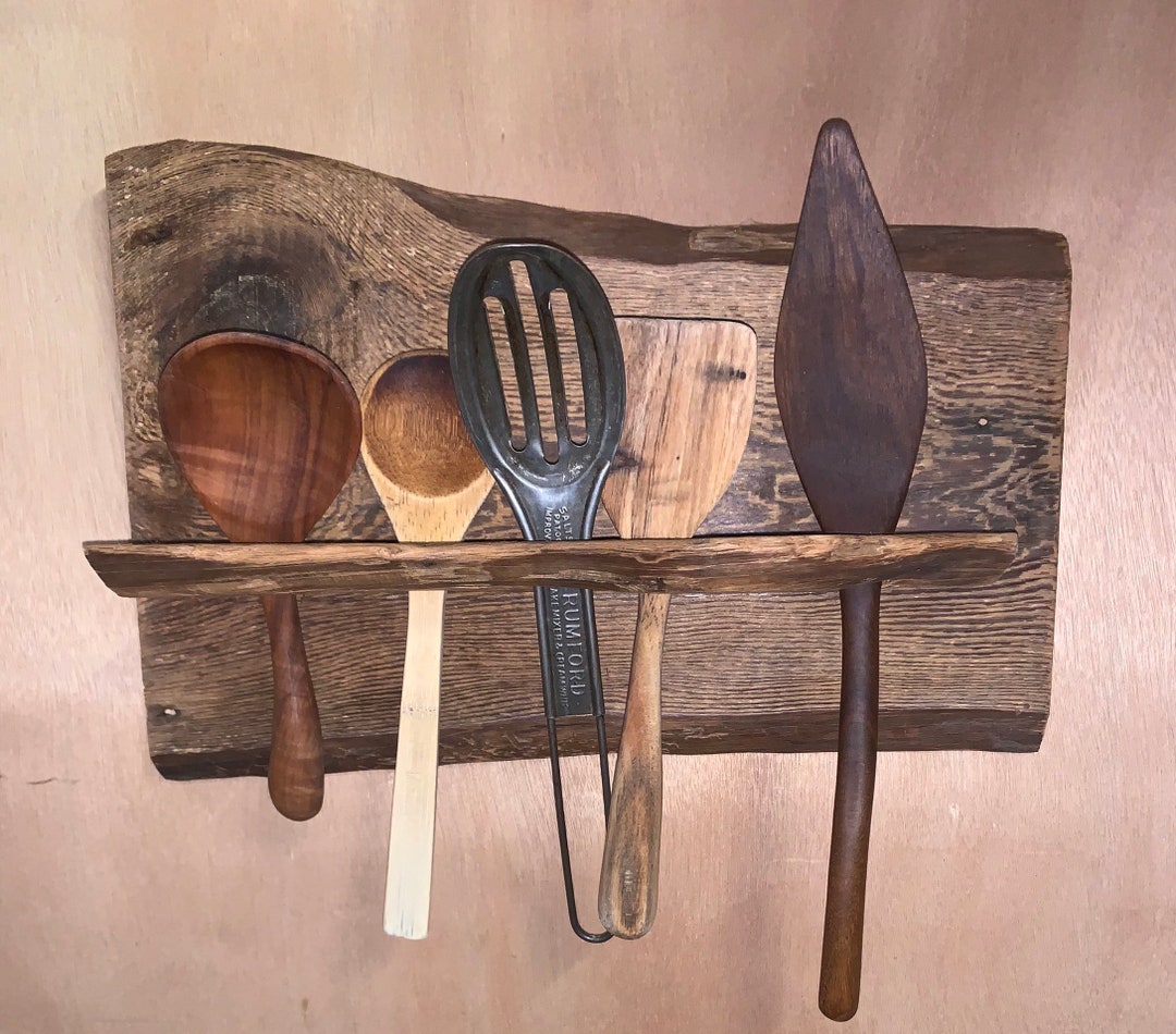 Primitive Live Edge Cedar Barn Wood Spoon Rack - Etsy