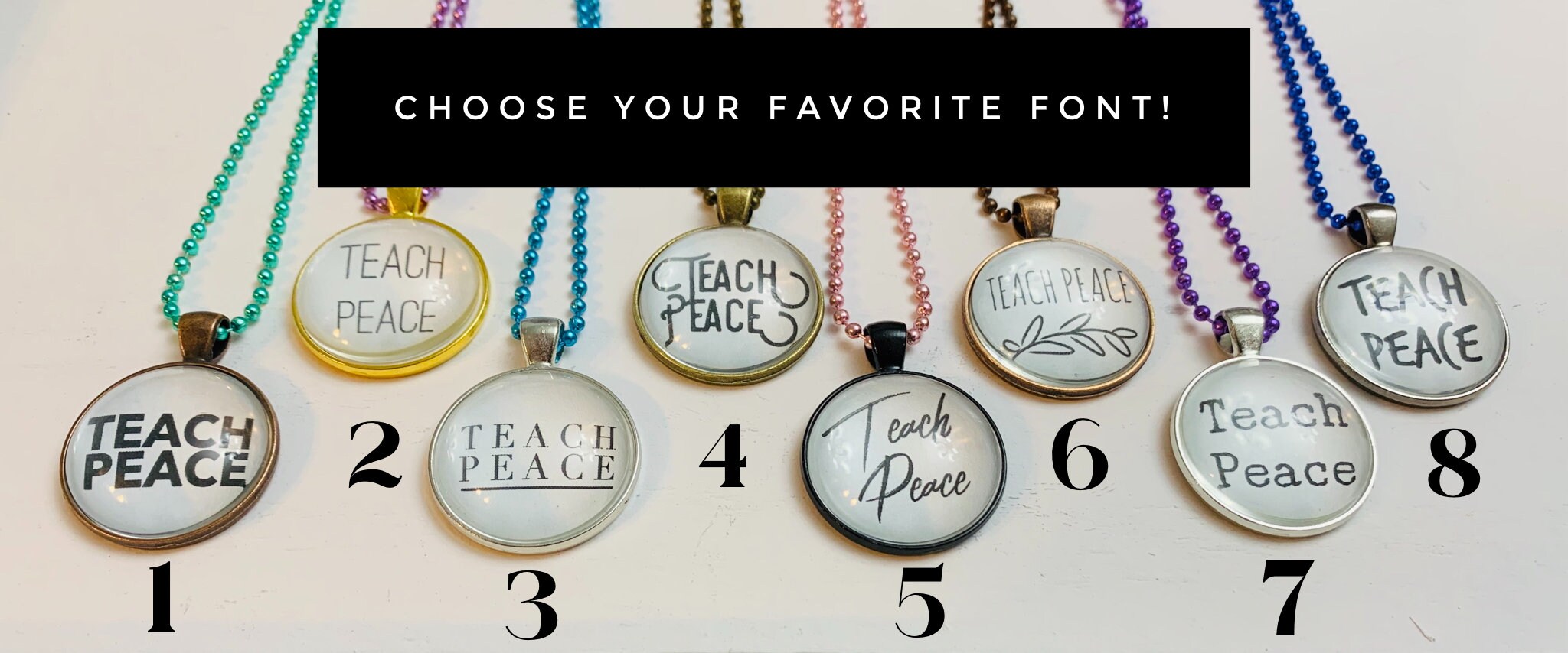 Teach Peace Love Equality Eracism Round Pendant Necklace. Choose Your ...
