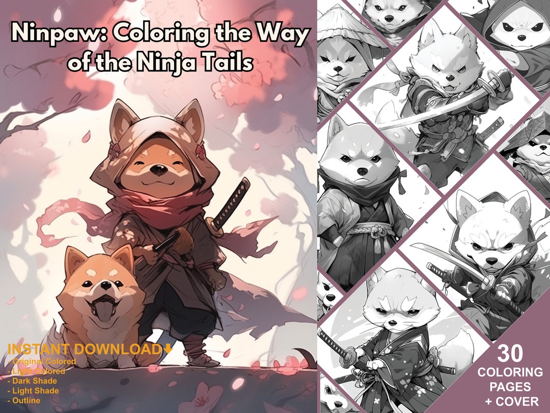 Ninpaw: Coloring Ninja Tails, 30 Imaginative Coloring Pages for Adults ...