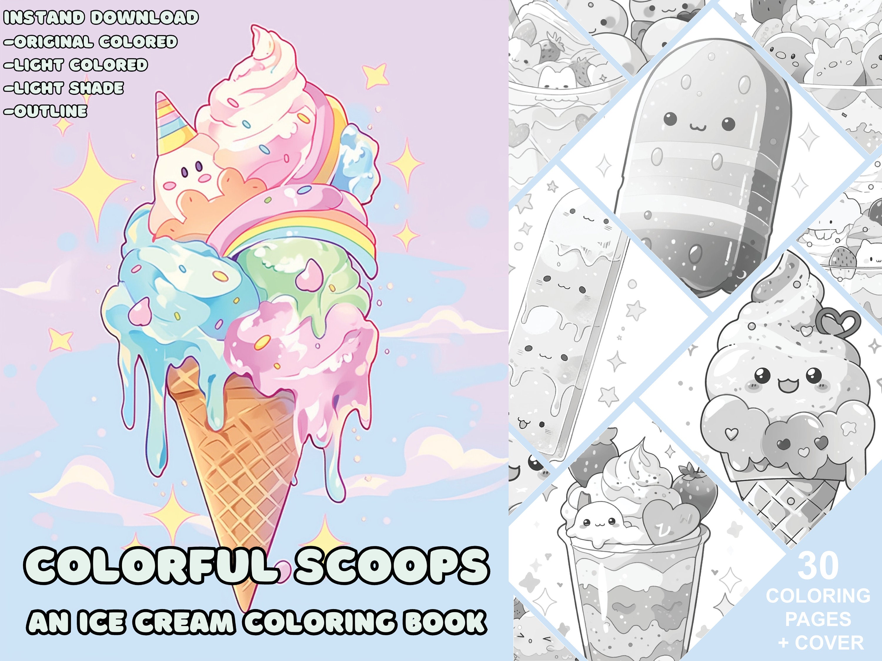 Ice Cream Scoops Coloring Pages