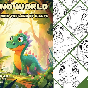 Dino World: Land of Giants, Super Cute 30 Imaginative Coloring Pages ...