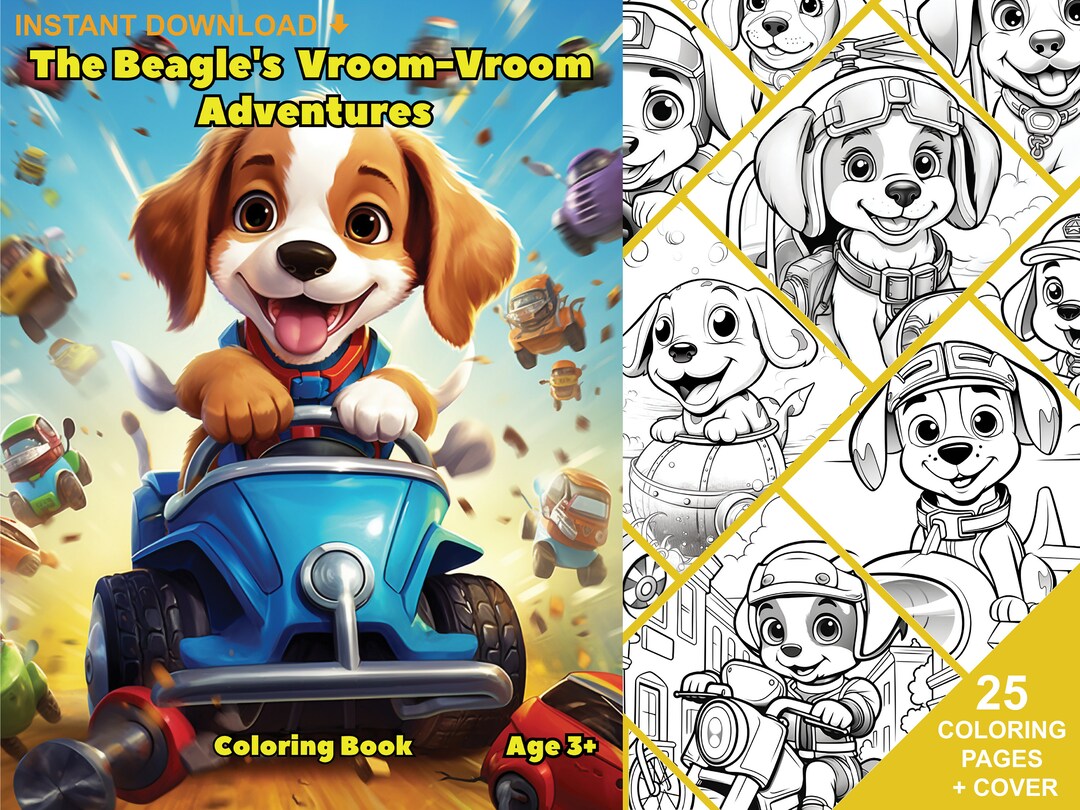 The Beagle's Vroom-vroom Adventures, 25 Imaginative Coloring Pages for ...