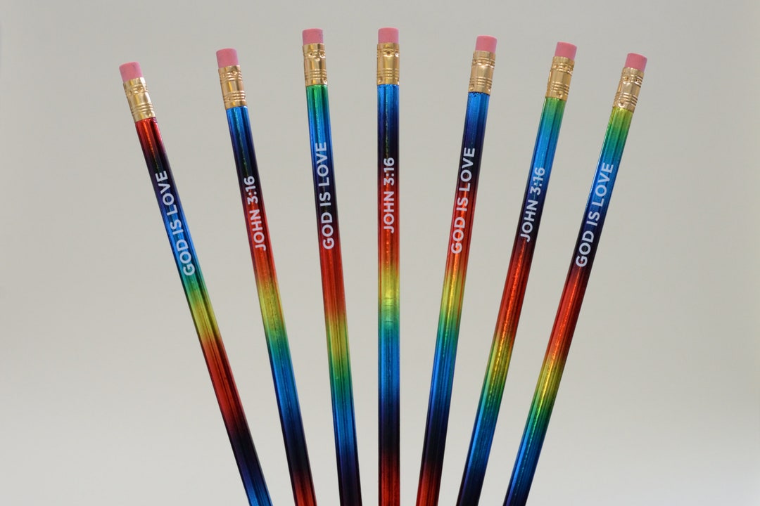John 3: 16 - God is Love Rainbow Inspirational Christian Pencils - Etsy