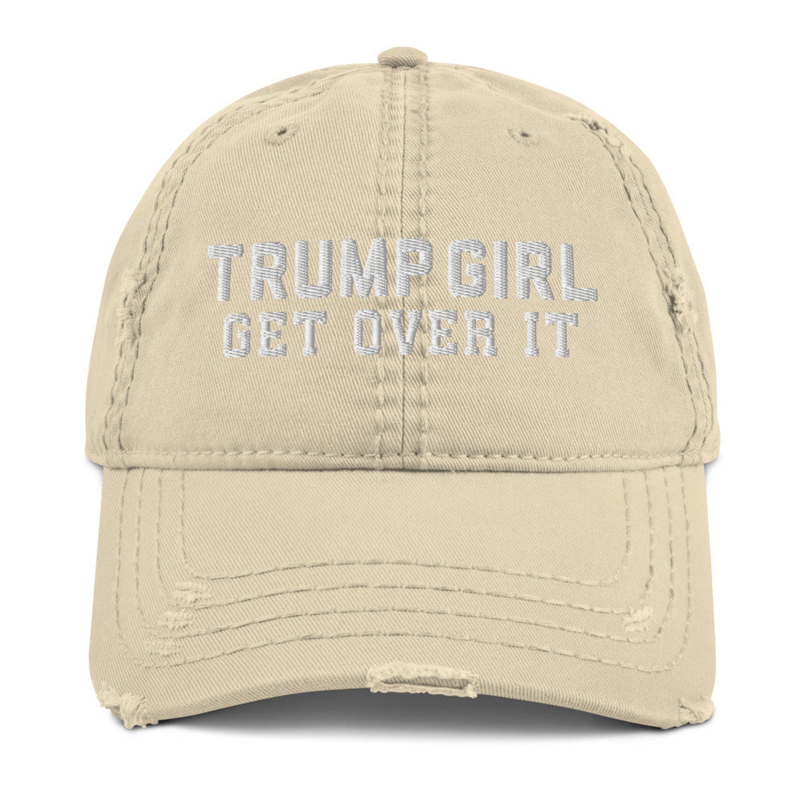 Yes I'm A Trump Girl Get Over It Distressed Baseball Hat | Etsy