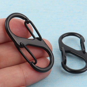 10pcs Metal S-biner Carabiner Clips,40mm S Shaped Black Double Gated ...