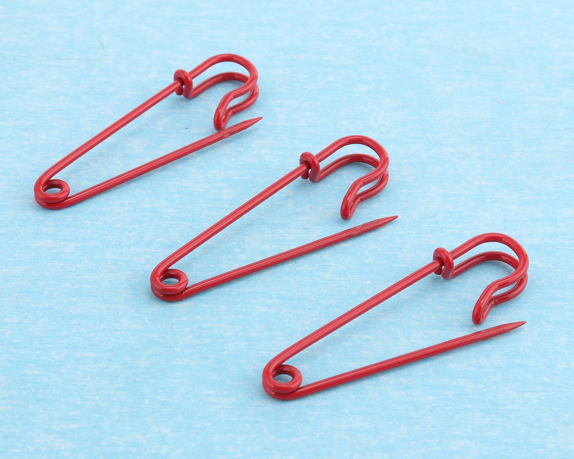 10 Pcs Safety Pins,2" Inch Long Colorful Safety Pins,50mm Black/red ...