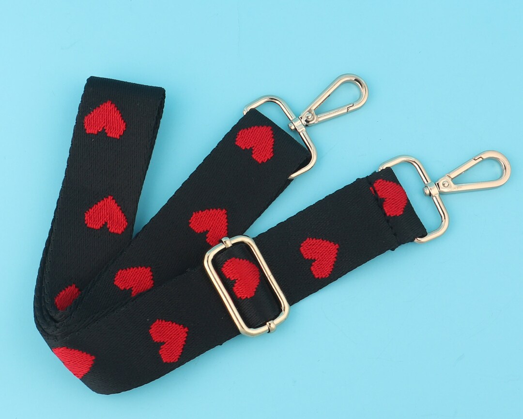 3.8cm (1.5") Wide Adjustable Bag Straps,51" Length Black& Red Love ...
