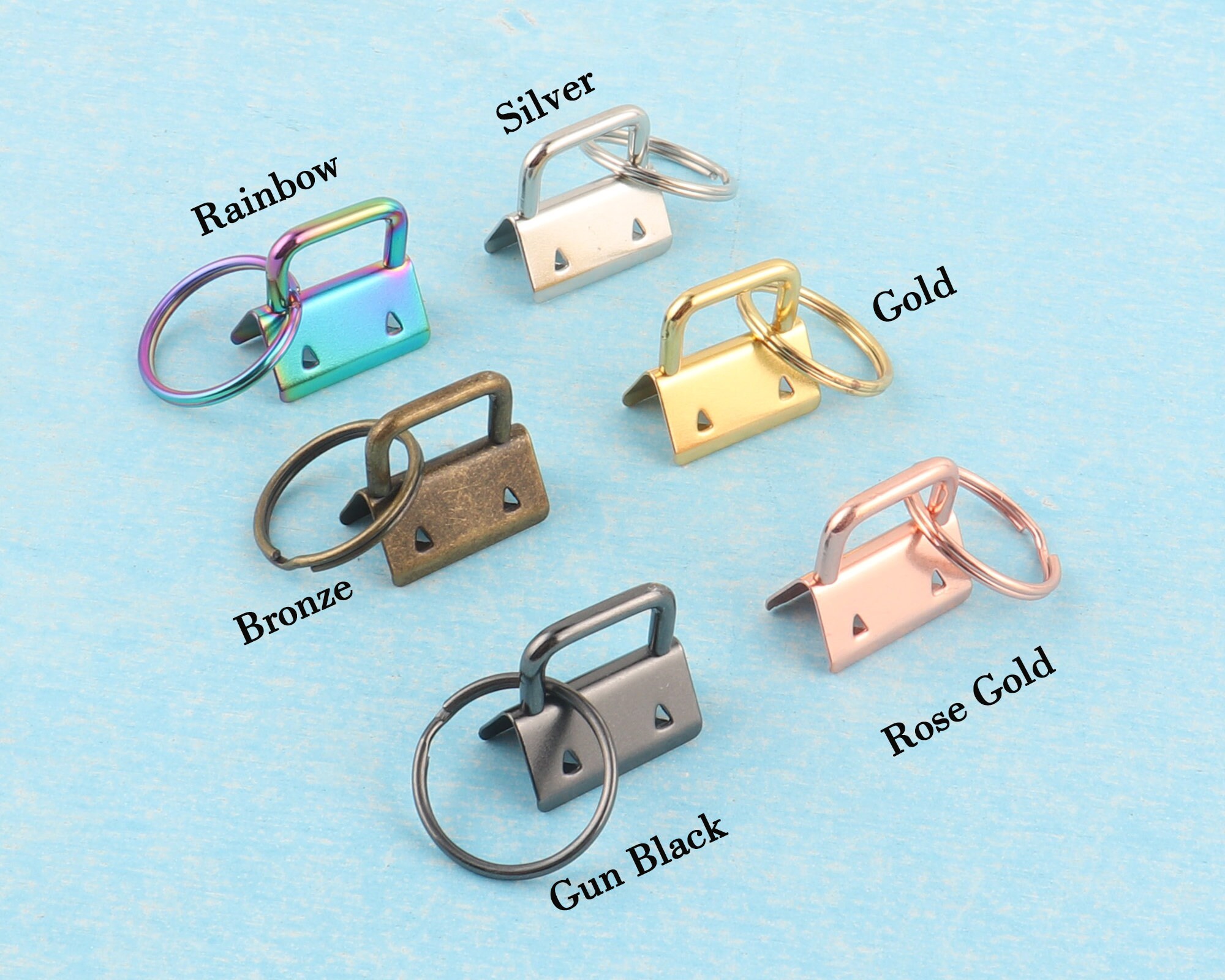 1 Inch Key Fob Hardware With Split Ring,10 Sets of 25mm Rose Gold ...