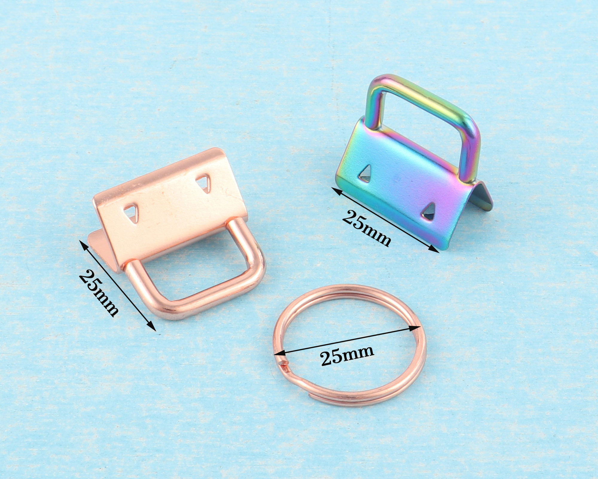 1 Inch Key Fob Hardware With Split Ring,10 Sets of 25mm Rose Gold ...