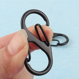 10pcs Metal S-biner Carabiner Clips,40mm S Shaped Black Double Gated ...