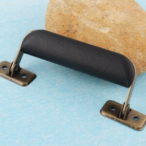 Vintage Leather Suitcase Handles, Black & Bronze Color Luggage Handle ...