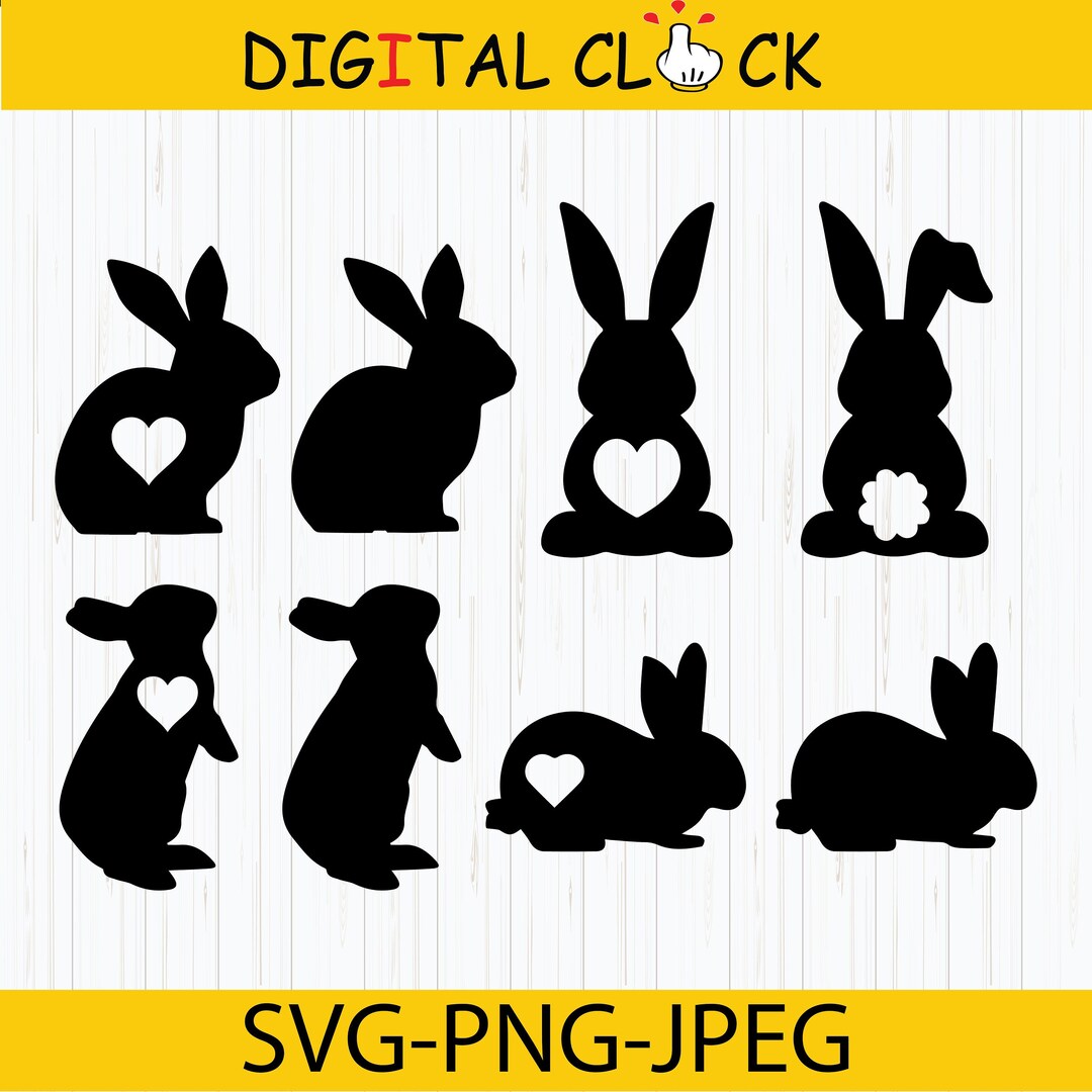 Bunny Rabbit Svg Bundle, Heart Bunny Svg, Easter Svg, Easter Cut File ...