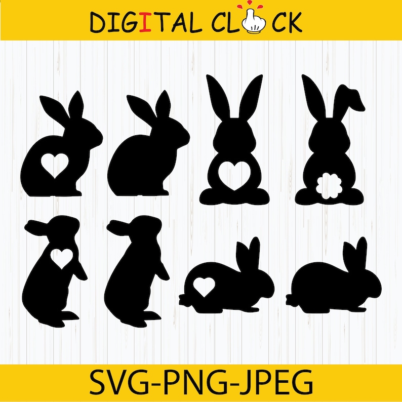 Bunny Rabbit Svg Bundle Heart Bunny Svg Easter Svg Easter - Etsy