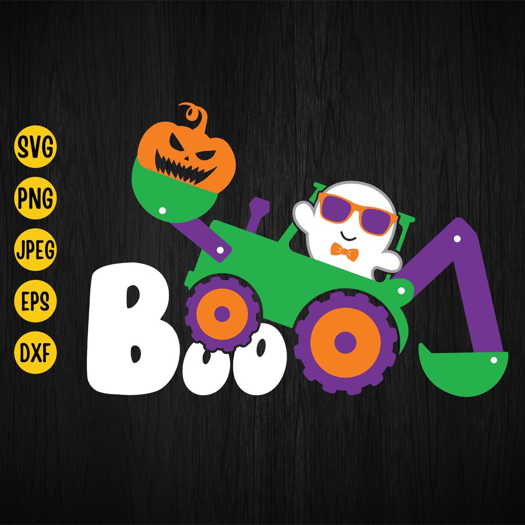 Halloween Ghost Excavator SVG: Pumpkin Construction (digital Download ...