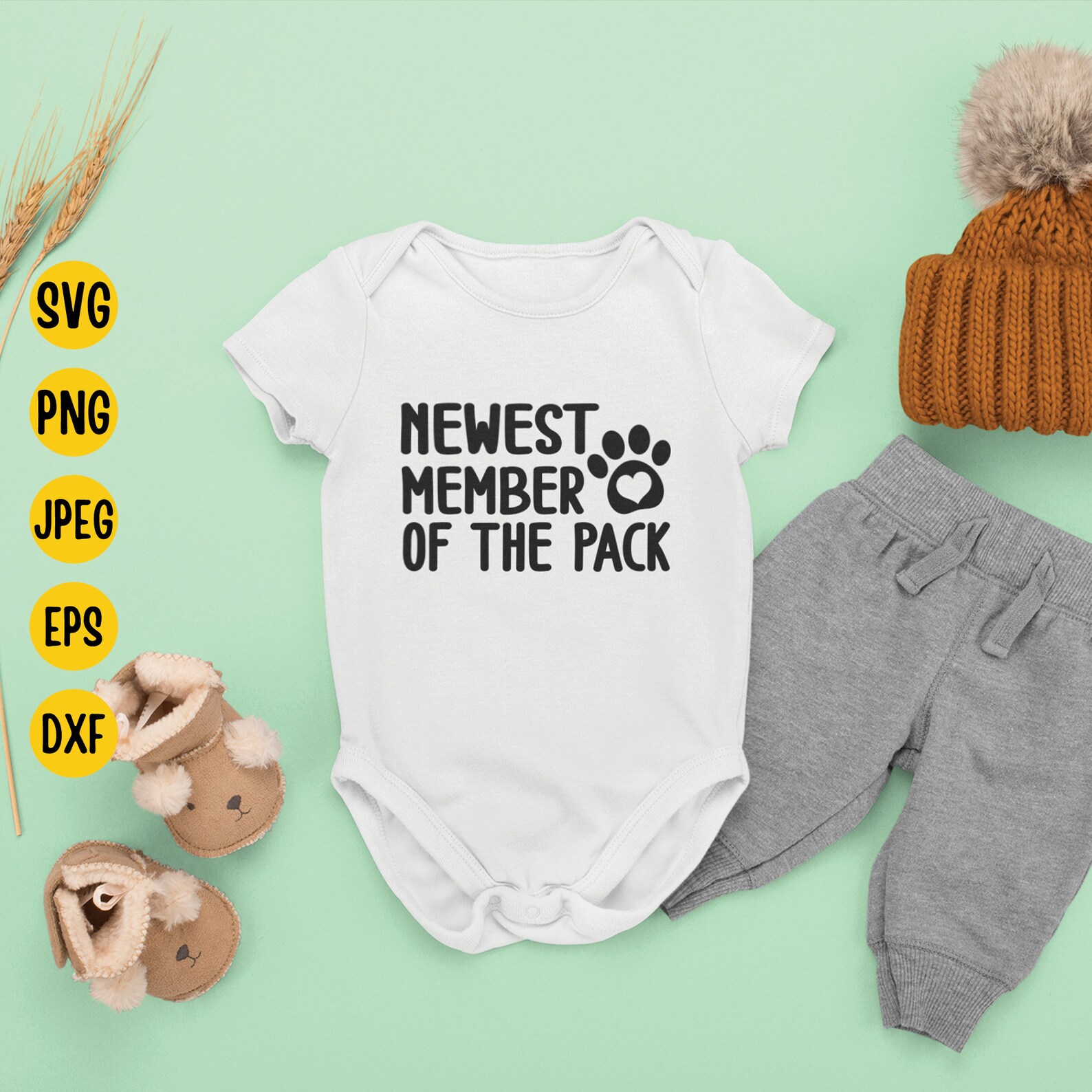 Newest Member of the Pack Svg Announcement Svg Dog Baby Svg - Etsy