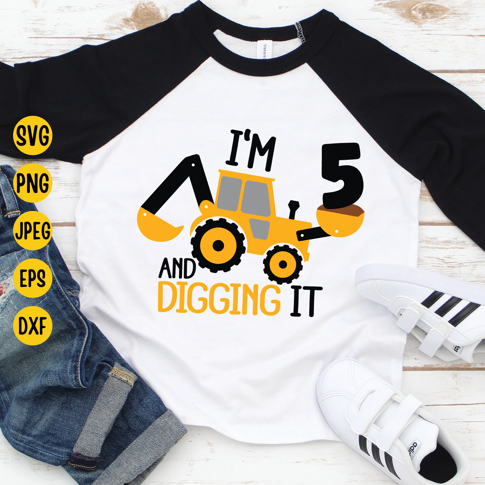 I'm 5 and Digging It Svg Construction Svg 5 Years - Etsy UK