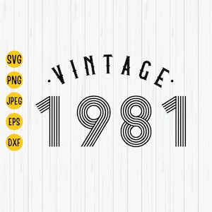 Vintage 1981 Svg, Png, Eps, Jpg, 1981 Birthday Svg, 1981 Birthday Shirt ...