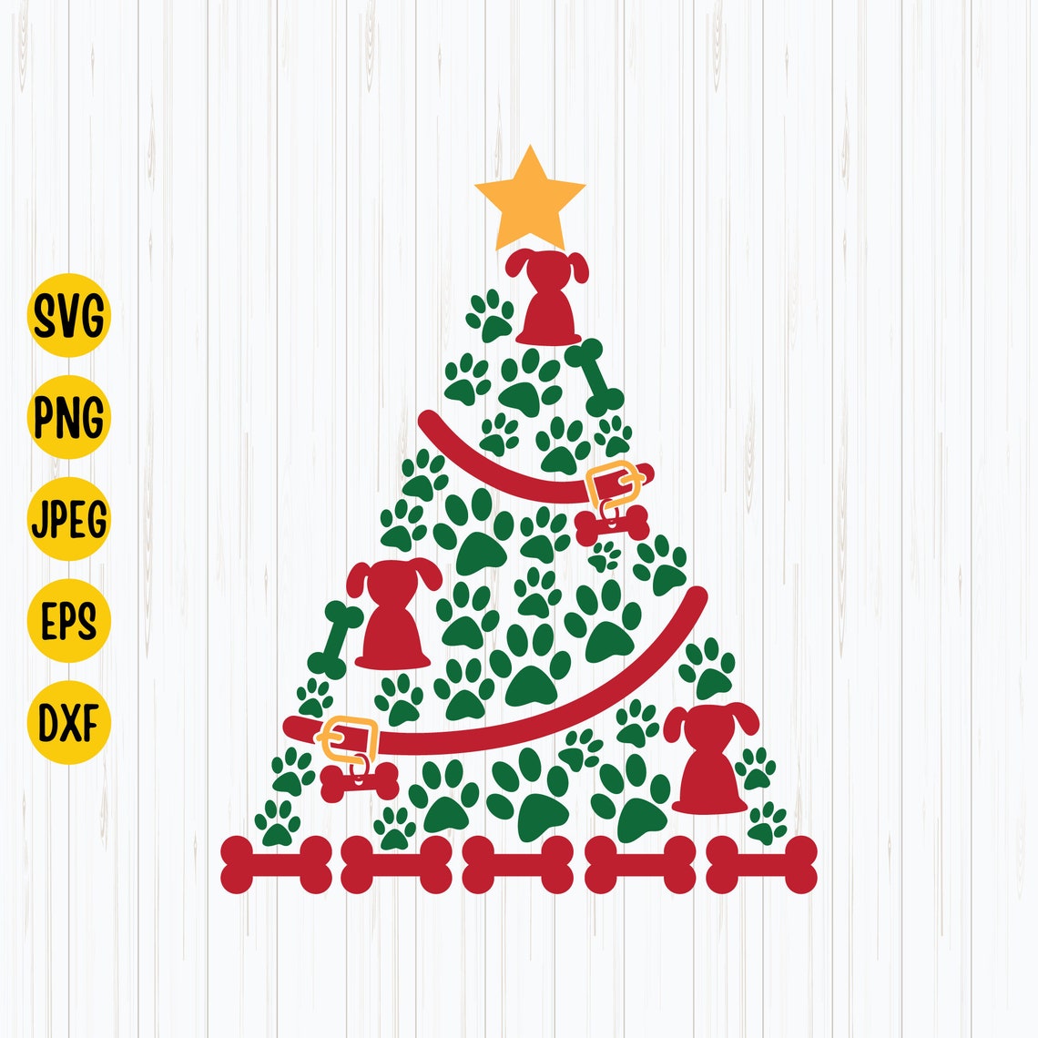 Paw Print Christmas Tree Svg Bundle Christmas Paw Svg Dog - Etsy