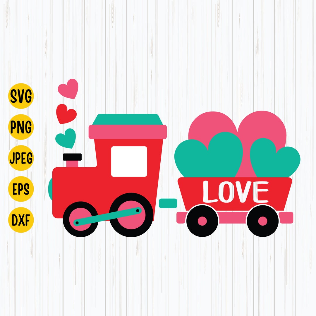 Valentine Train Hearts Svg, Valentine's Day Svg, Train With Hearts Svg ...
