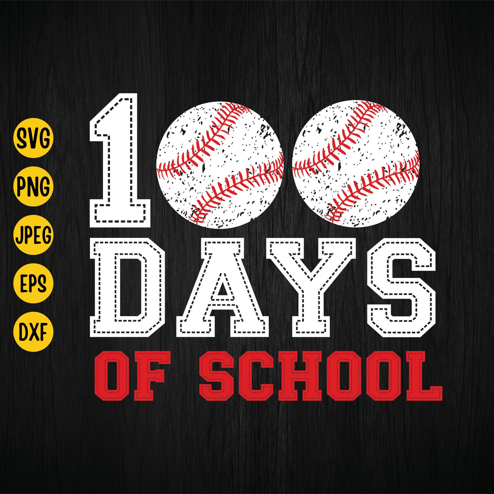 100 Days of School Baseball SVG: Teacher Cut File (digital Download) - Etsy