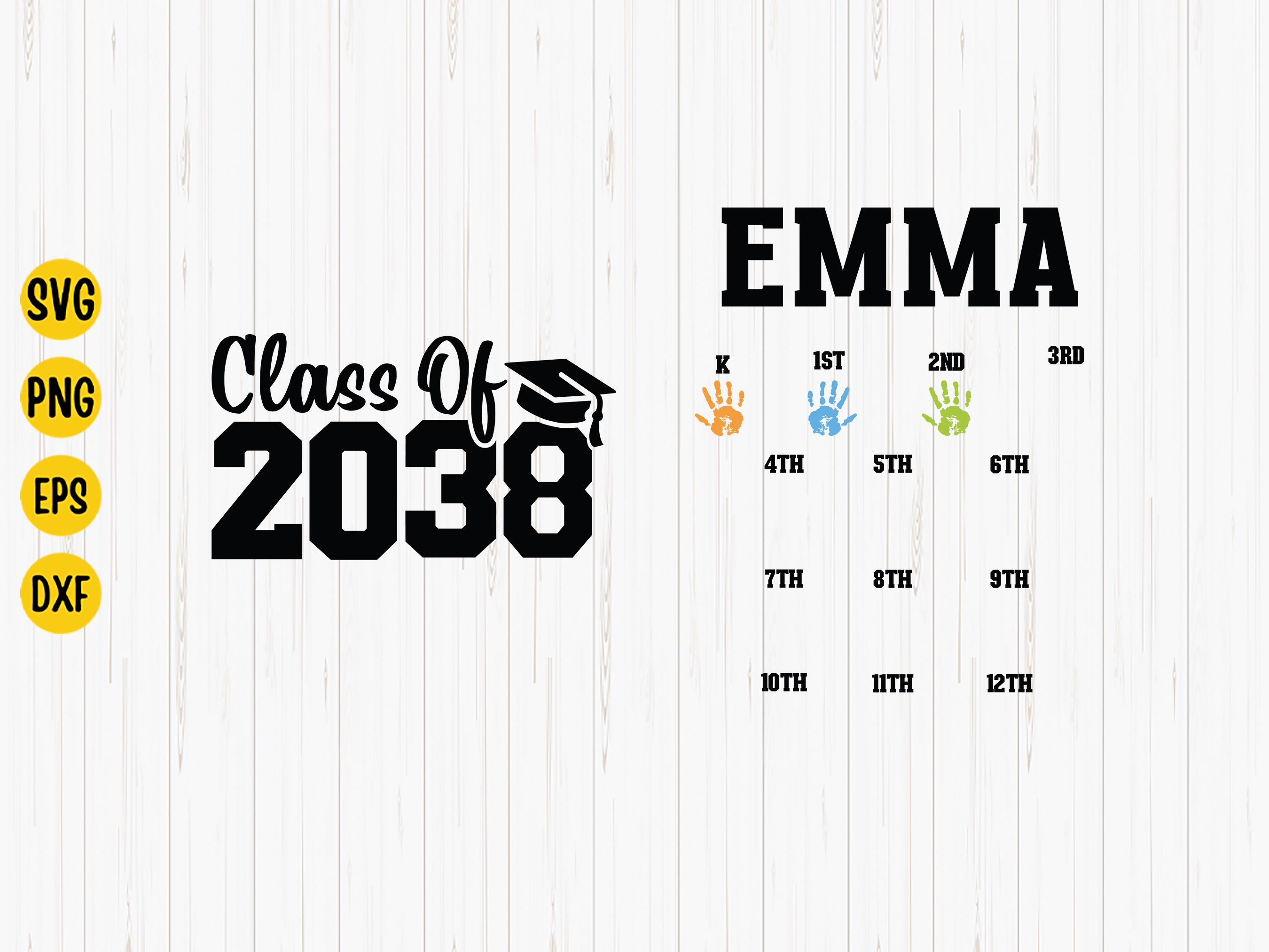 Personalized Class of 2038 Handprint SVG: Grow With Me Shirt Design ...