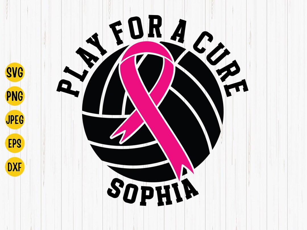 Personalized Breast Cancer Volleyball SVG: Pink Ribbon Awareness ...