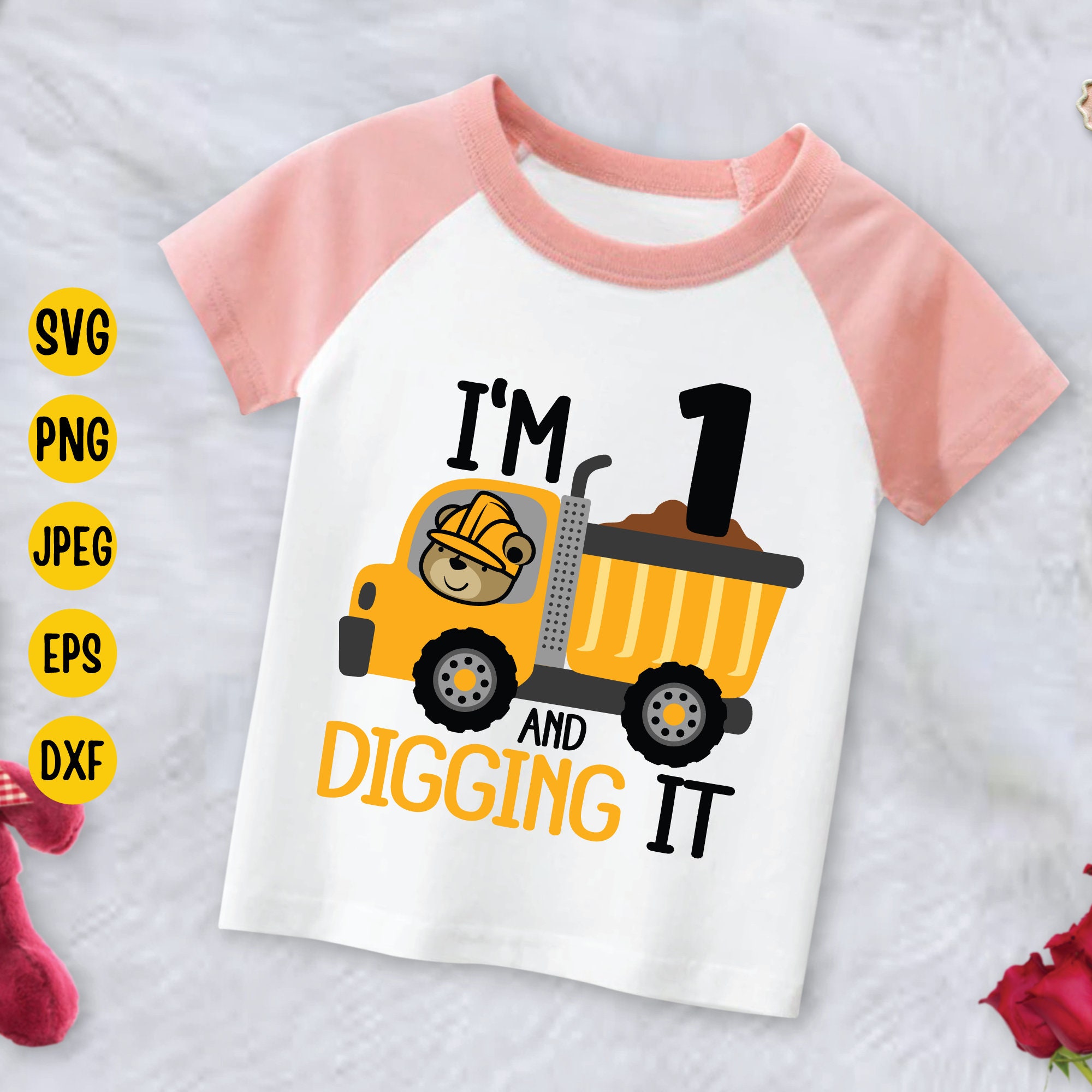 I'm 1 and Digging It Svg Construction Birthday Svg First - Etsy