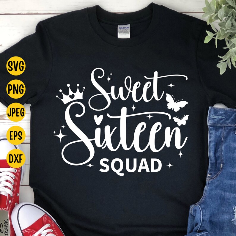 Sweet Sixteen Squad Svg 16th Birthday Svg Sweet 16 Squad Etsy