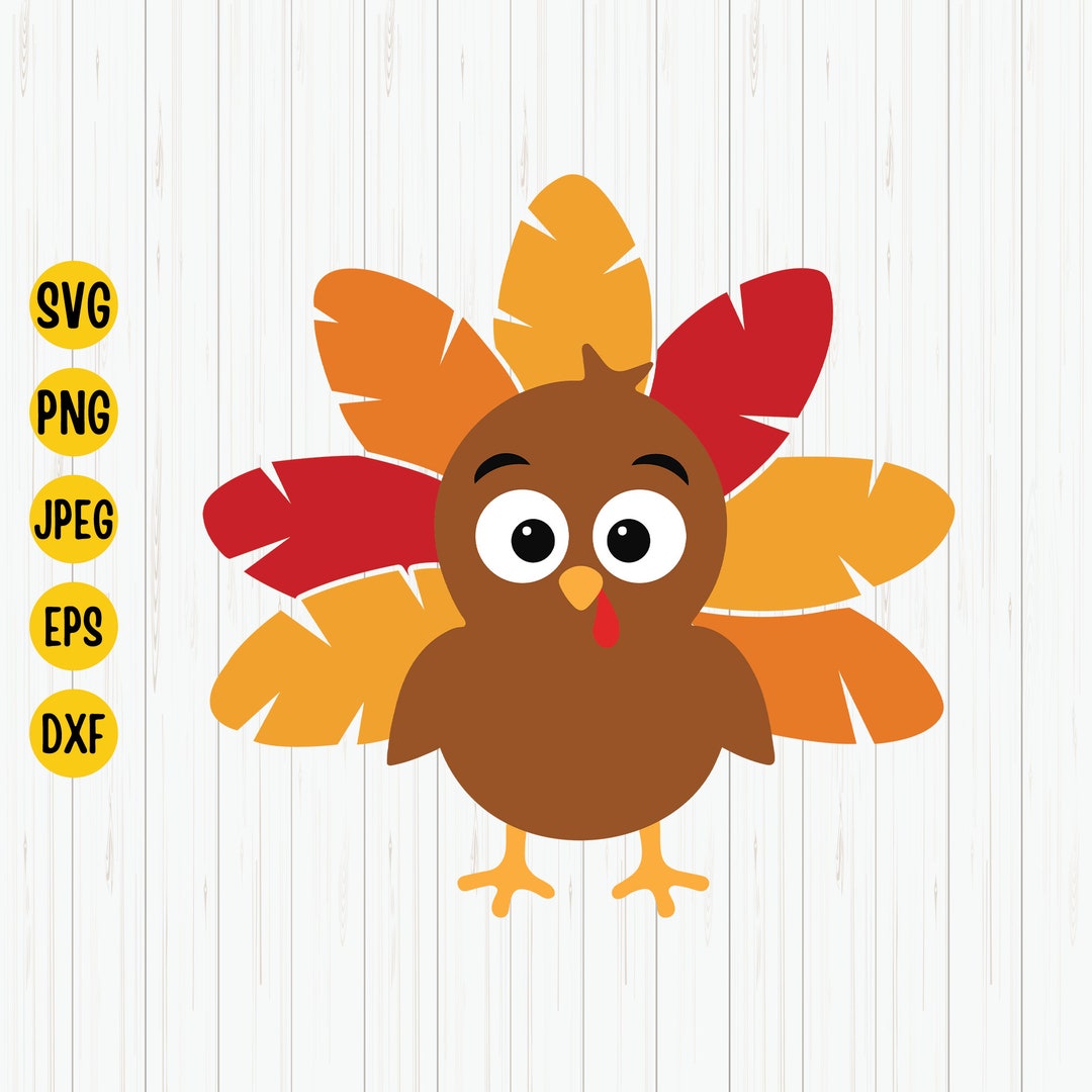 Thanksgiving Turkey SVG: Kid's Clipart, Fall Cut File (digital Download ...