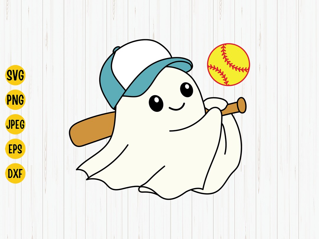 Halloween Sport Cute Ghost Svg, Ghost Softball, Sports Boo, Spooky ...