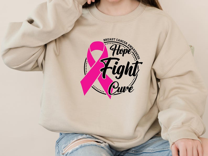 Breast Cancer Awareness Pink Ribbon SVG: Hope Fight Cure (digital ...