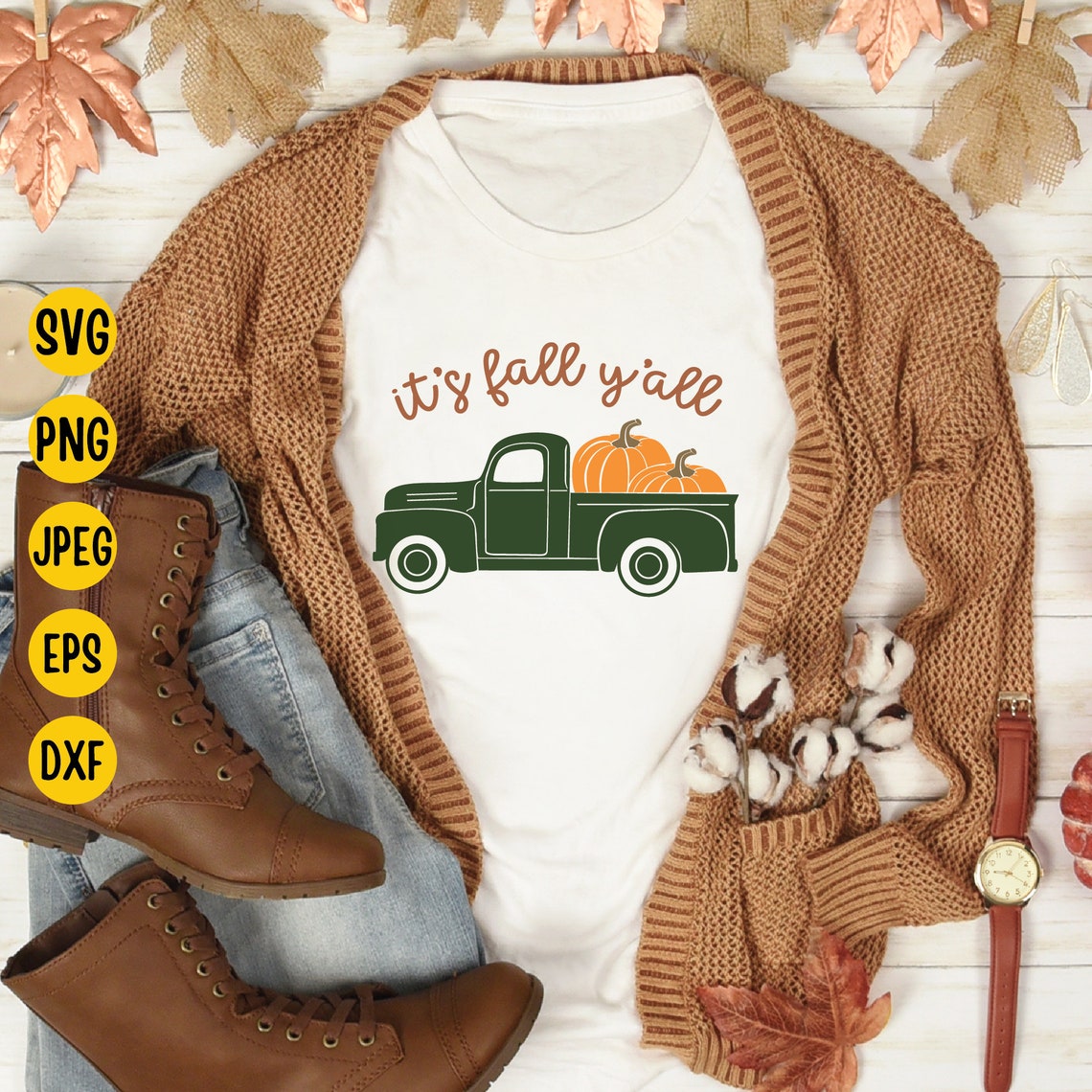 Pumpkin Truck Svg It's Fall Y'all Svg Fall Old Truck | Etsy