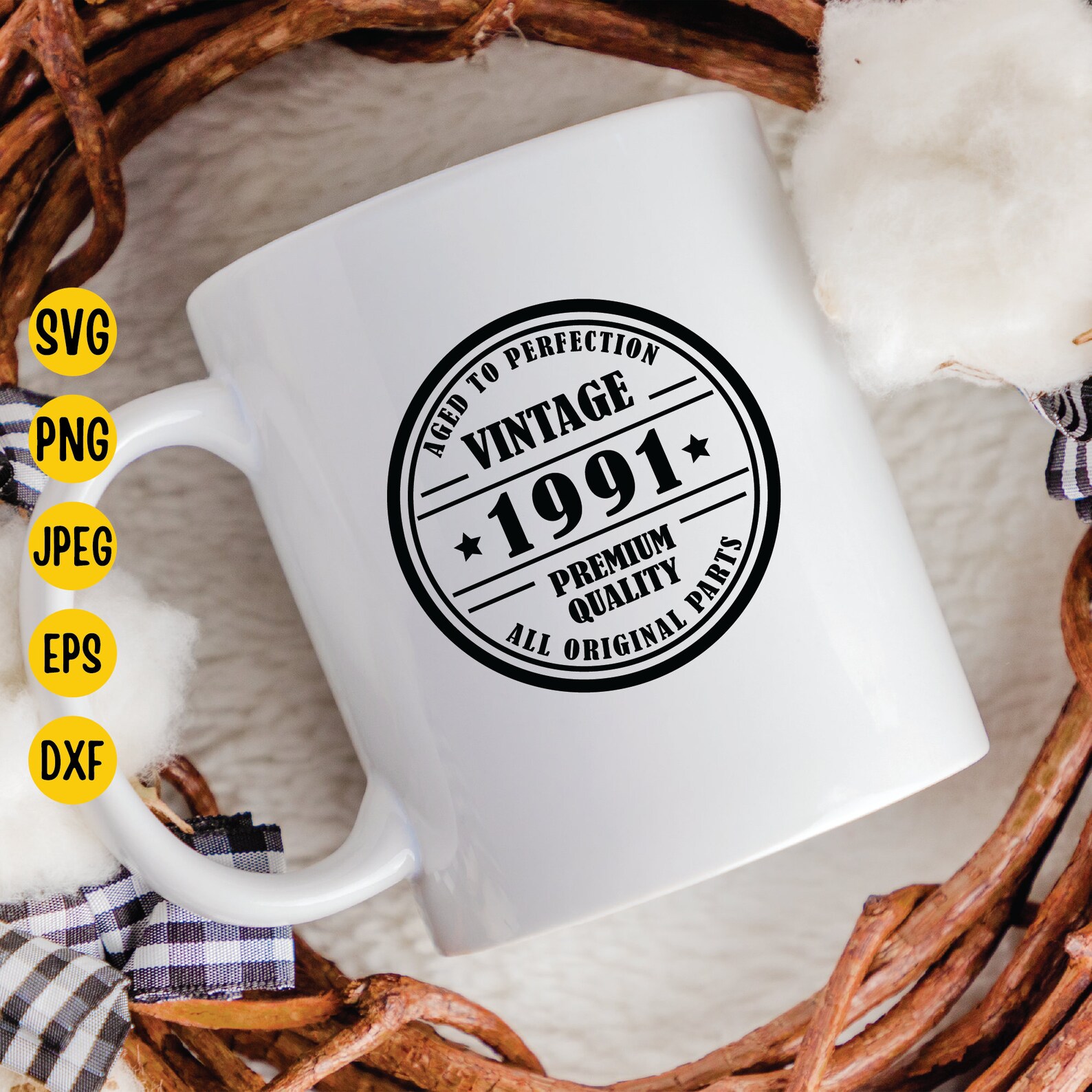 Vintage 1991 Svg Aged to Perfection Svg 1991 Birthday Svg - Etsy