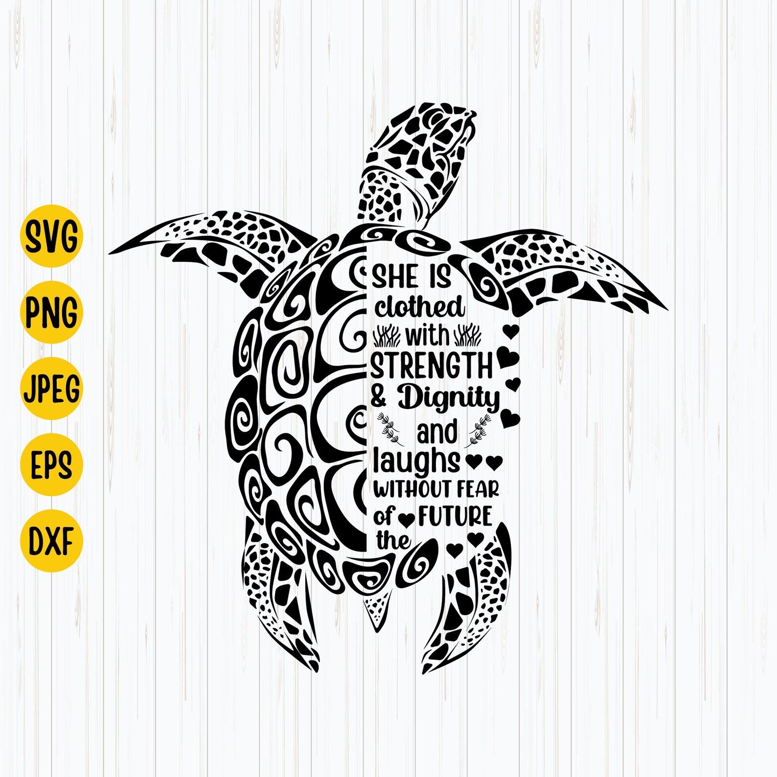 Sea Turtle Svg She Is Clothed With Strength And Dignity Girl | Etsy
