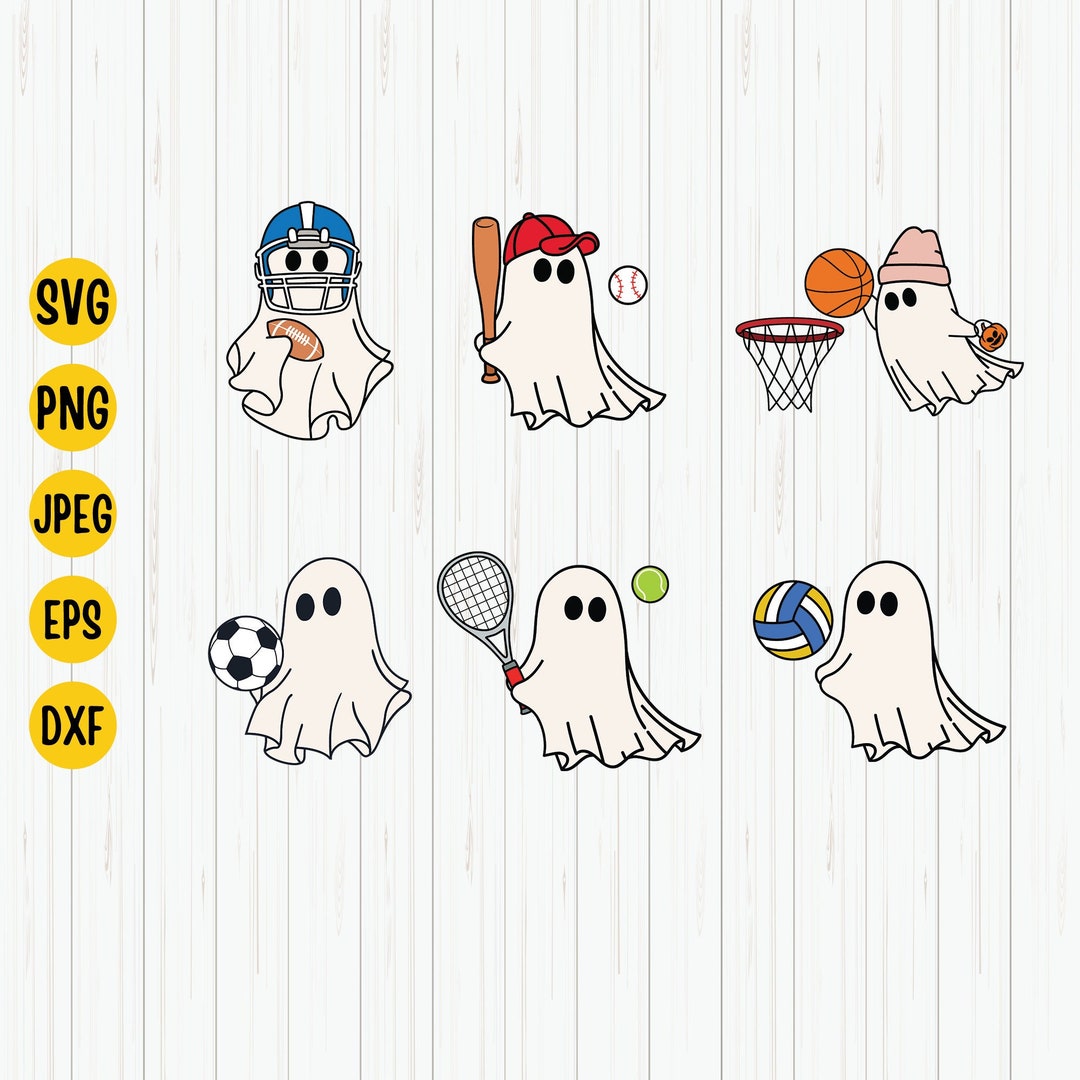 Halloween Sport Ghost SVG Bundle: Spooky Season Cut Files (digital ...