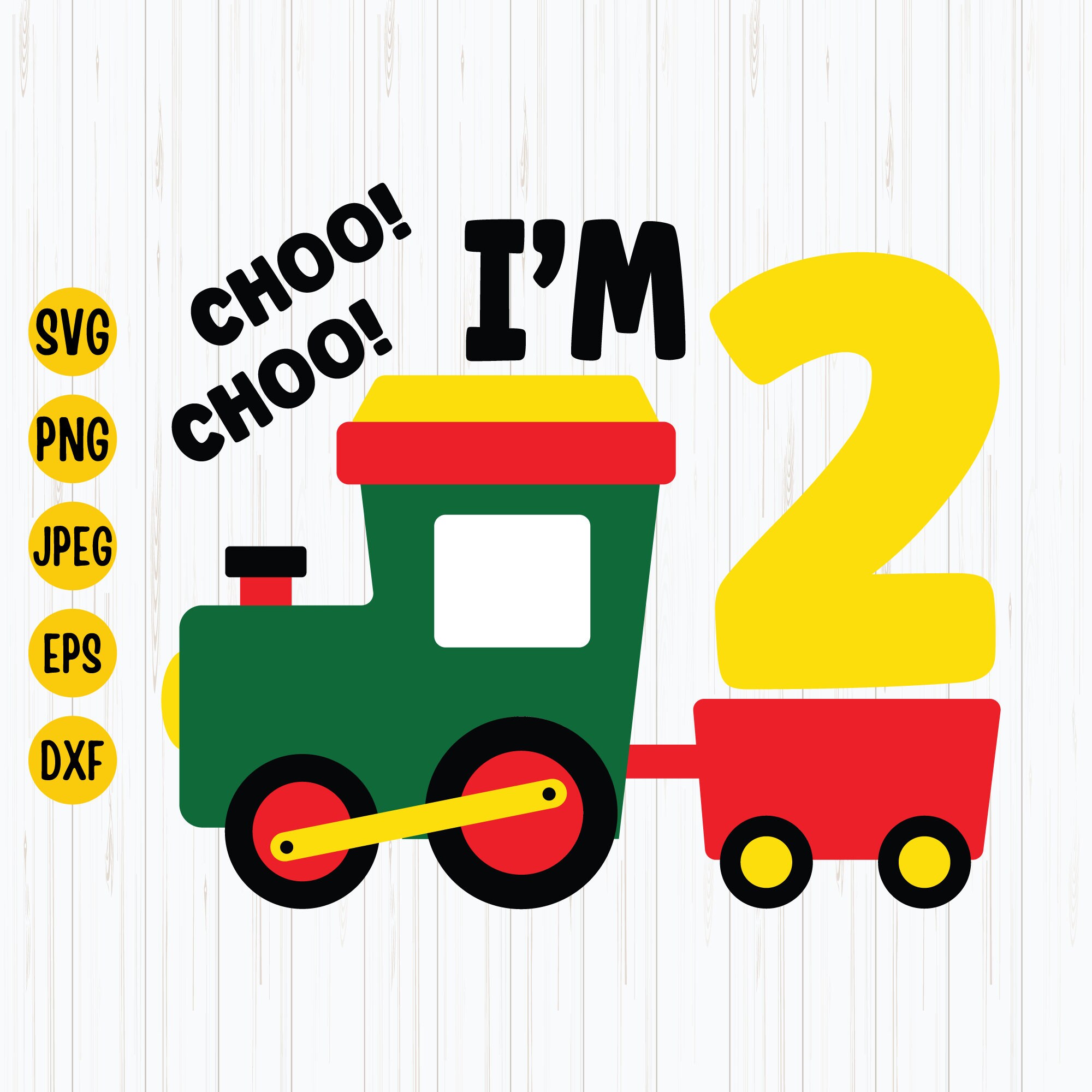 Choo Choo I'm 2 Svg Kids I'm Two Train 2nd Birthday | Etsy