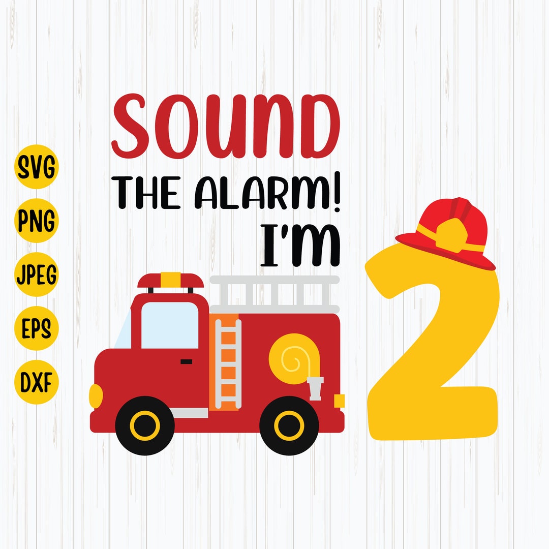 Fire Truck 2nd Birthday SVG: Kids Firefighter Design (digital Download ...