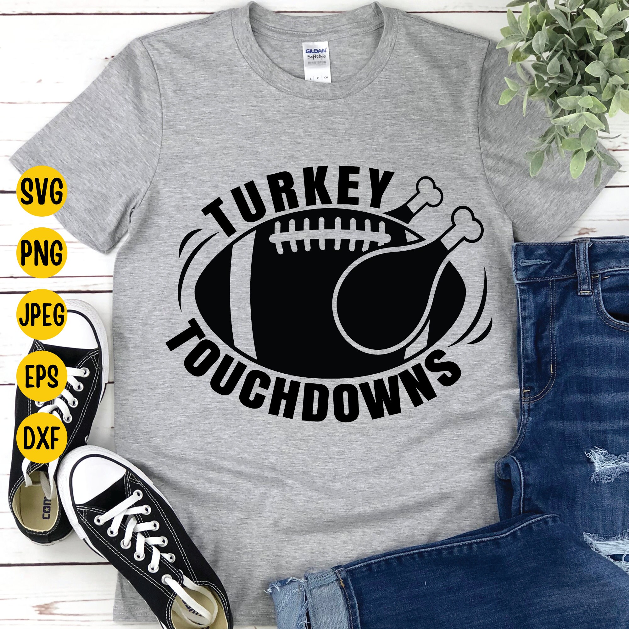 Turkey Touchdowns SVG: Thanksgiving Football Design (digital Download ...