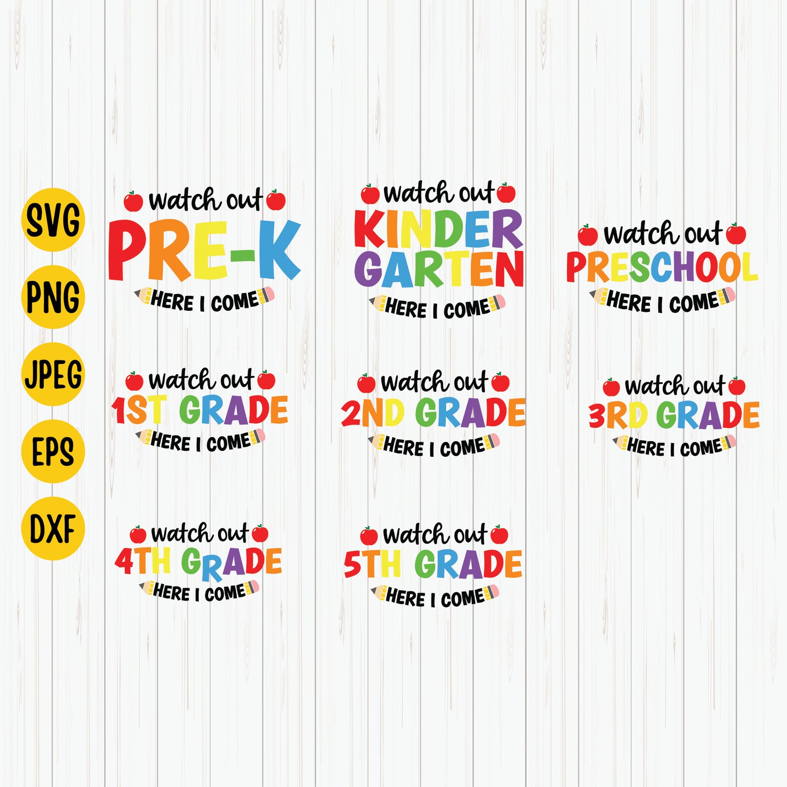 Watch Out School Here I Come Svg Bundle First Day of School - Etsy