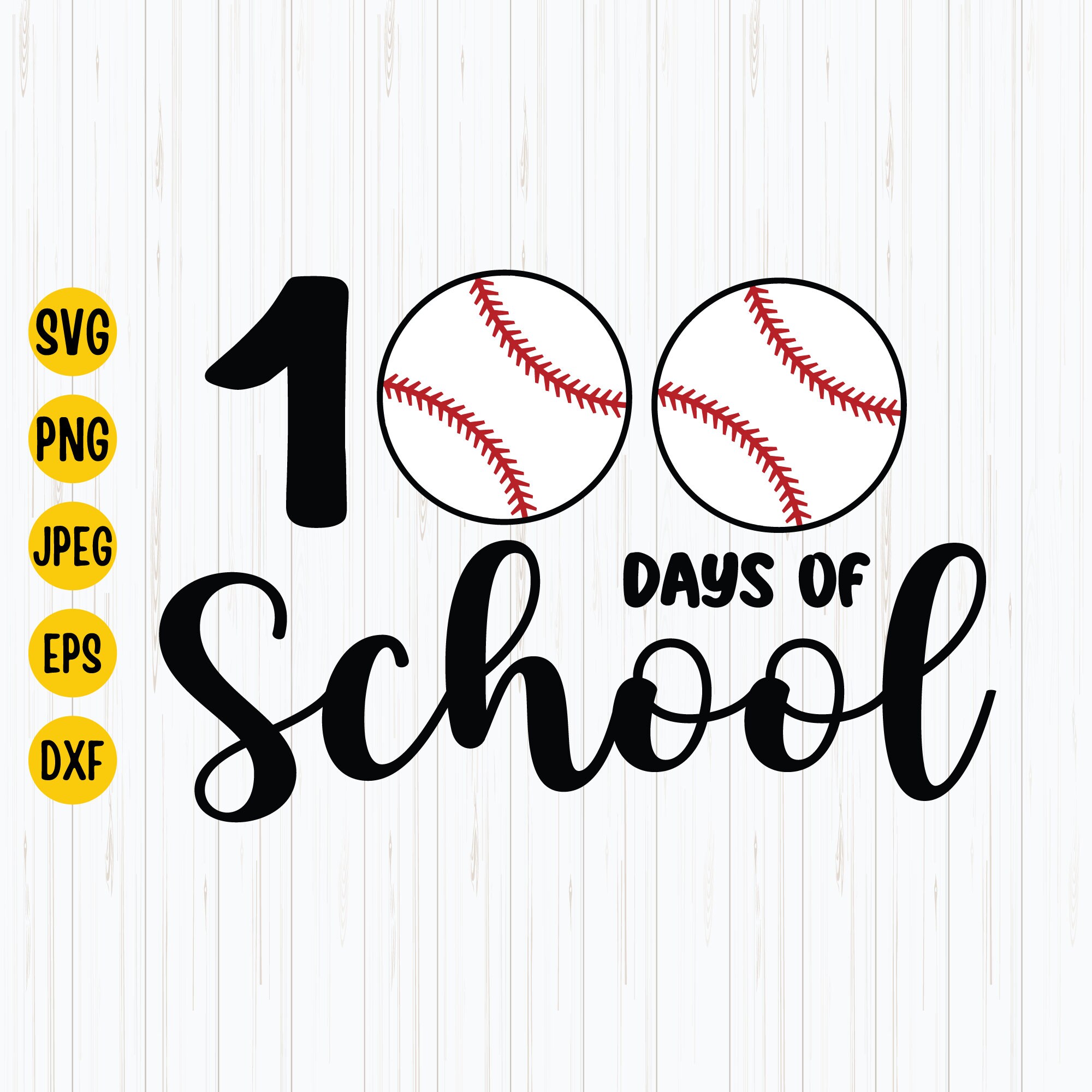 100 Days of School Svg Baseball Svg 100th Days of School | Etsy