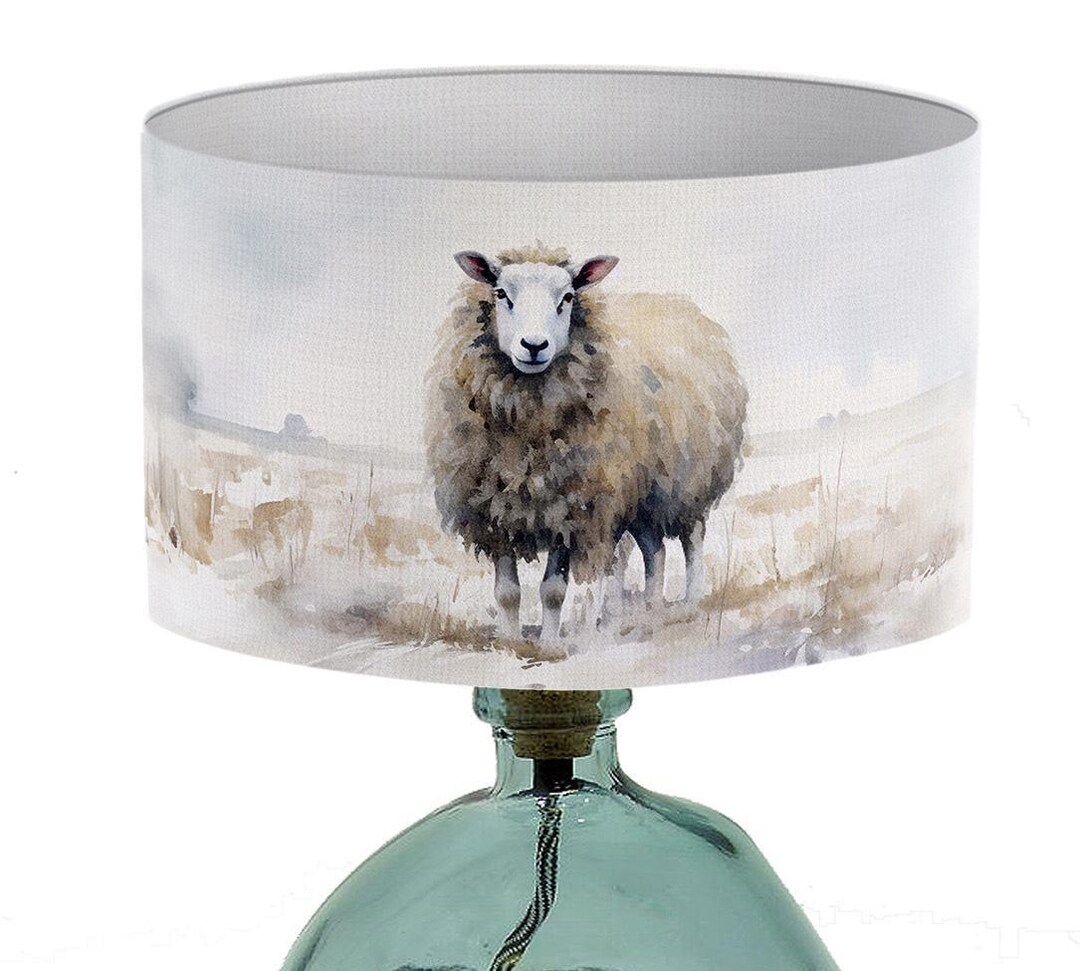 Lampshade Sheep Print Country Lampshade Watercolor Fine Art Landscape ...
